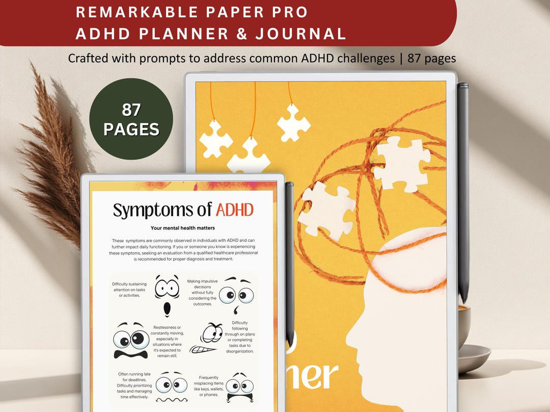 ADHD Planner and Journal for Remarkable Paper Pro Device, Productivity ...
