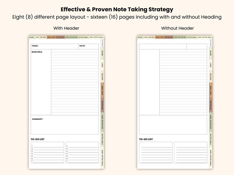 Cornell Notes Template for Remarkable Paper Pro Move Device ...