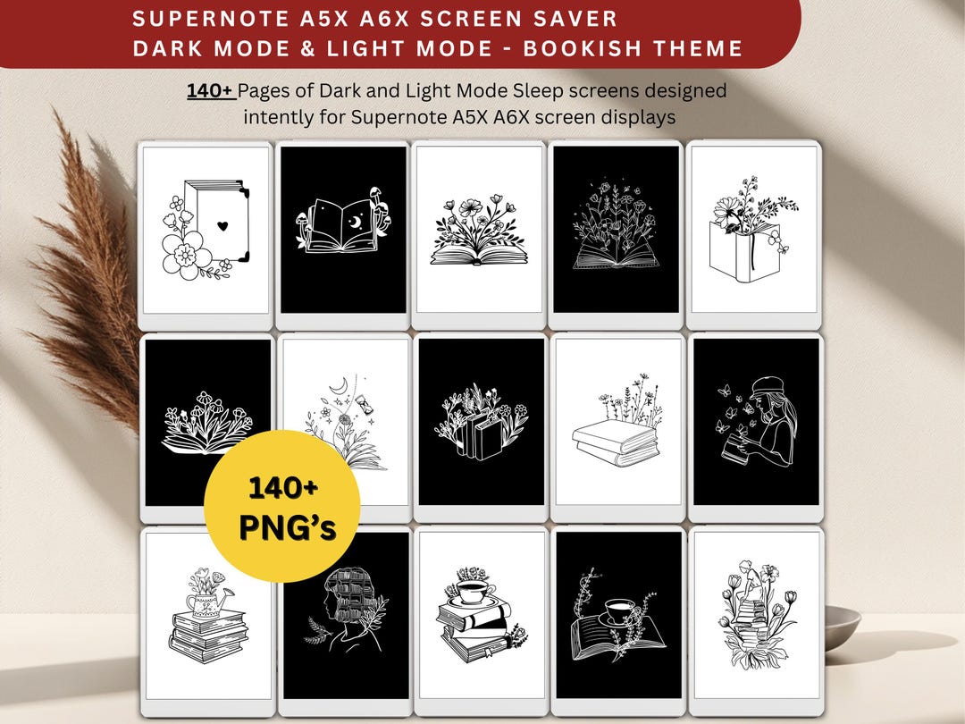 Supernote A5X A6X Bookish Screen Saver: Dark & Light Mode (PNG Digital Download) - Etsy