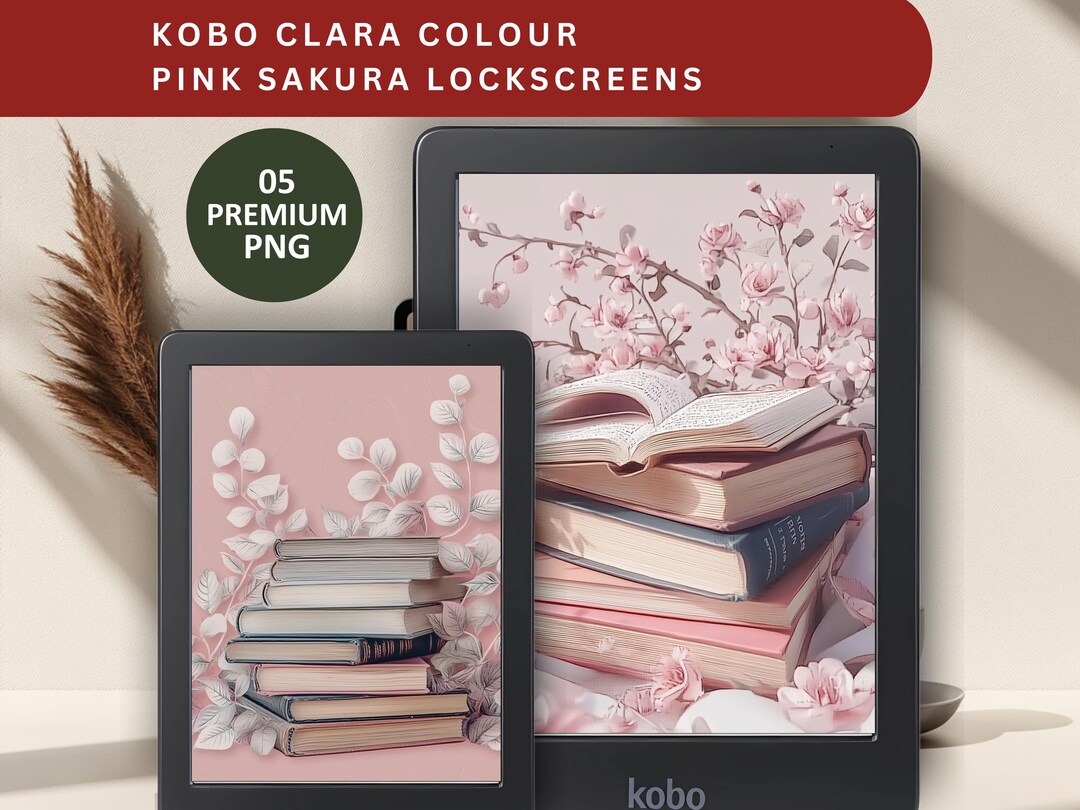 Kobo Clara Pink Sakura Sleep Screens: Ereader Lockscreen (PNG) - Etsy