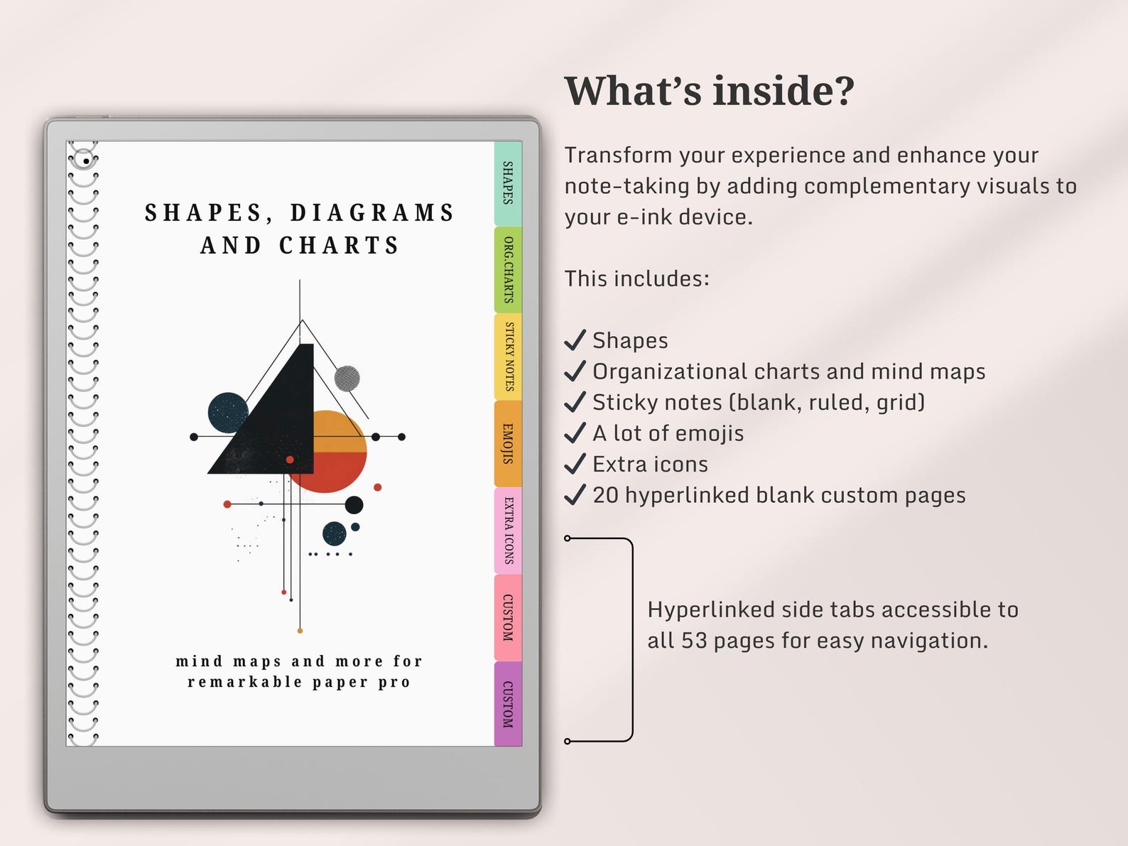 TRACE Shapes and Diagrams for Remarkable Paper Pro Device, Digital ...