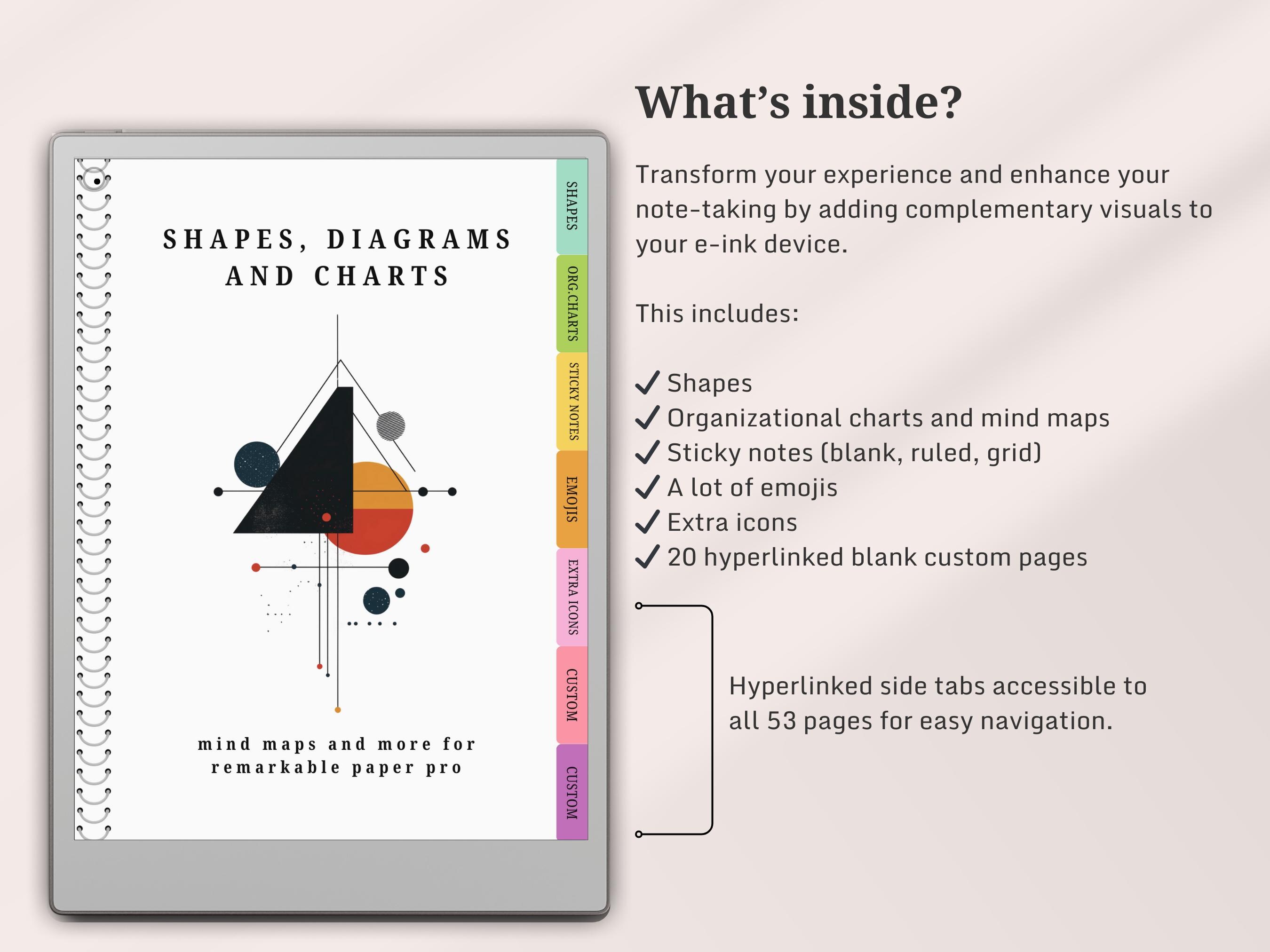 TRACE Shapes and Diagrams for Remarkable Paper Pro Device, Digital ...