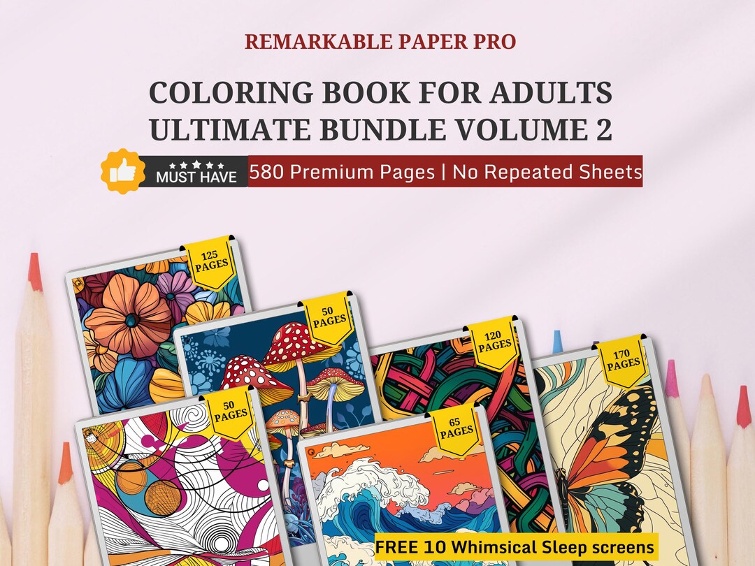 Ultimate Coloring Book Bundle for Remarkable Paper Pro, Remarkable Pro ...