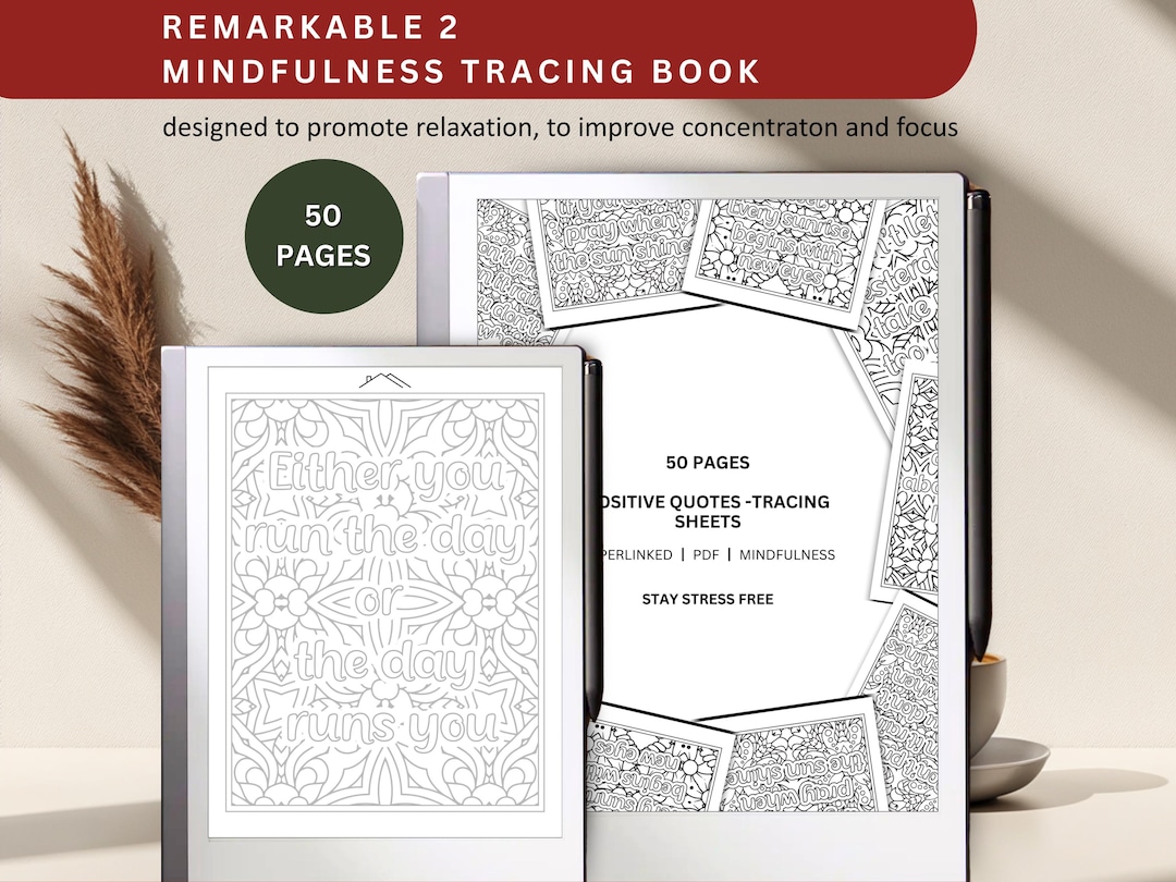 Positive Quotes Tracing Book for Remarkable 2 | Templates for ...