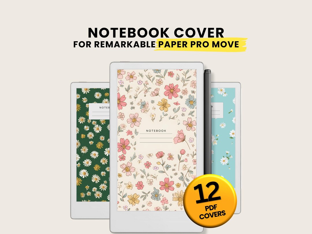 Floral Pattern Notebook Cover Bundle for Remarkable Paper Pro MOVE (12 ...