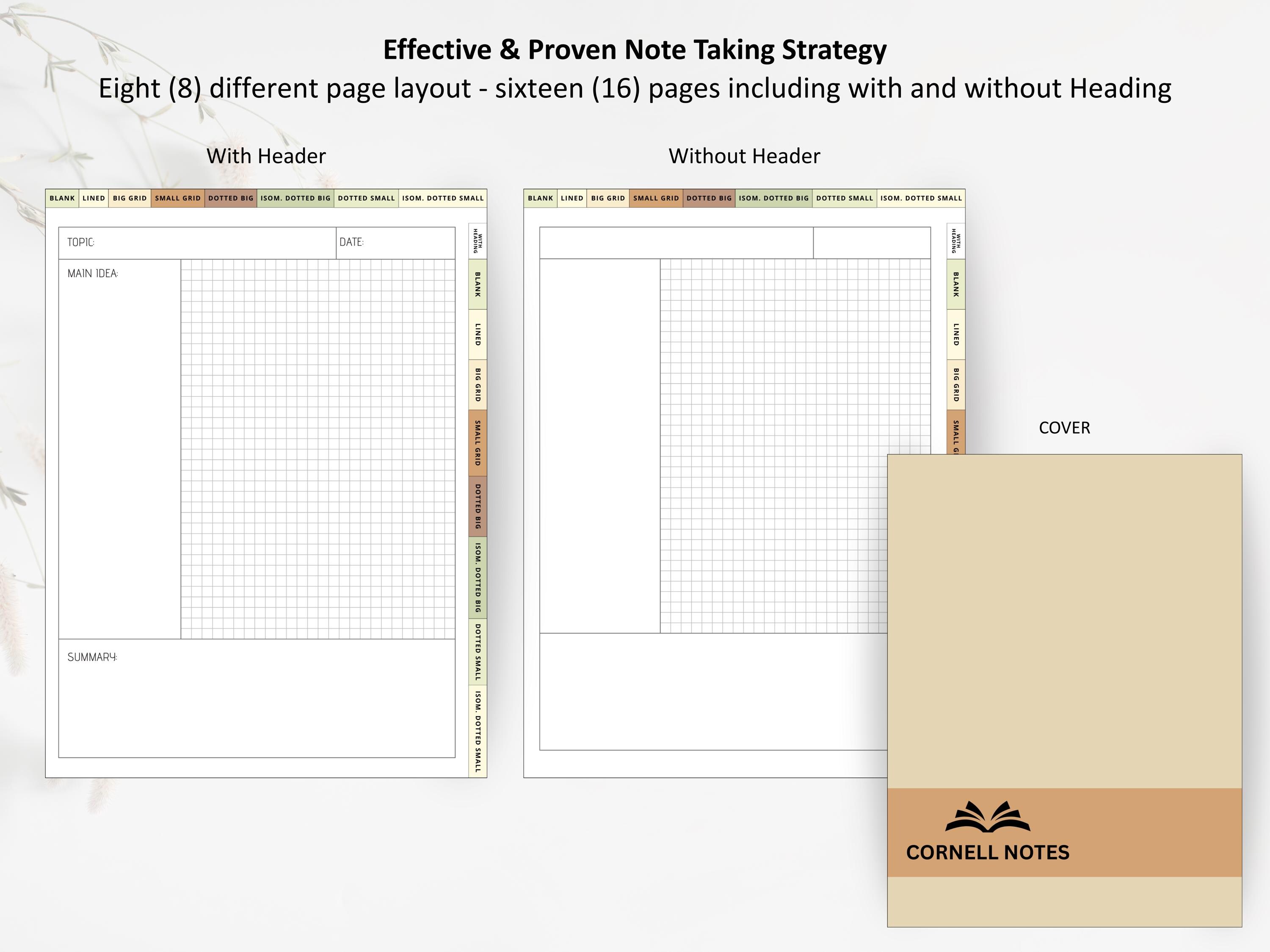 Cornell Notes Study Template for Remarkable Paper Pro Device, Study ...