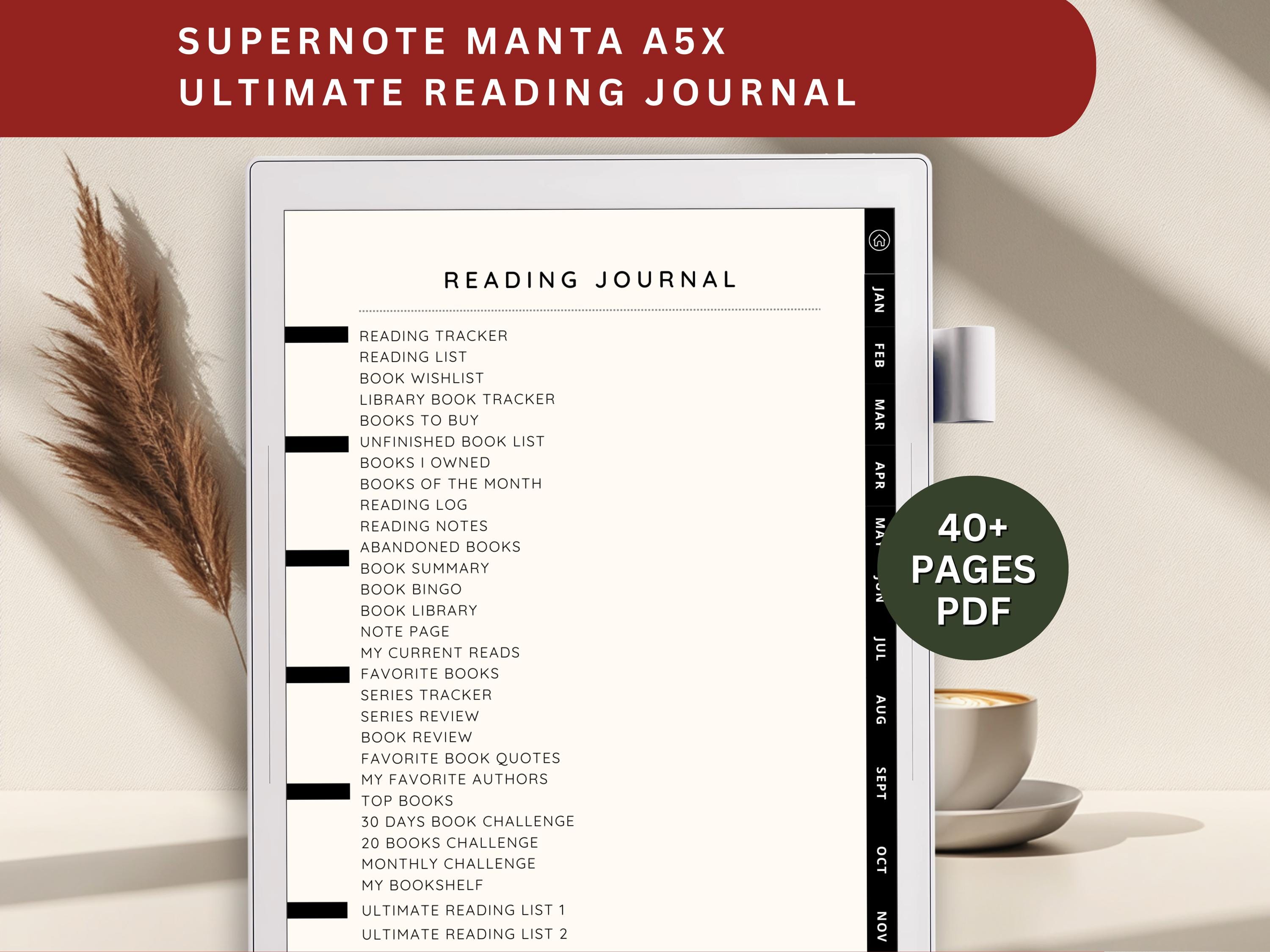 Supernote A5X Reading Journal: Hyperlinked Book Tracker (PDF) - Etsy