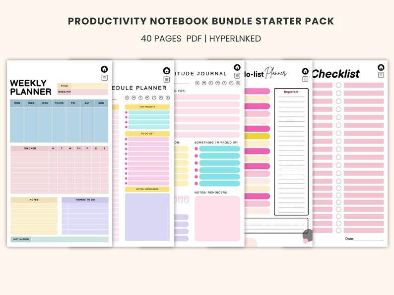 Productivity Planner Bundle for Remarkable Paper Pro Move ( Hyperlinked ...