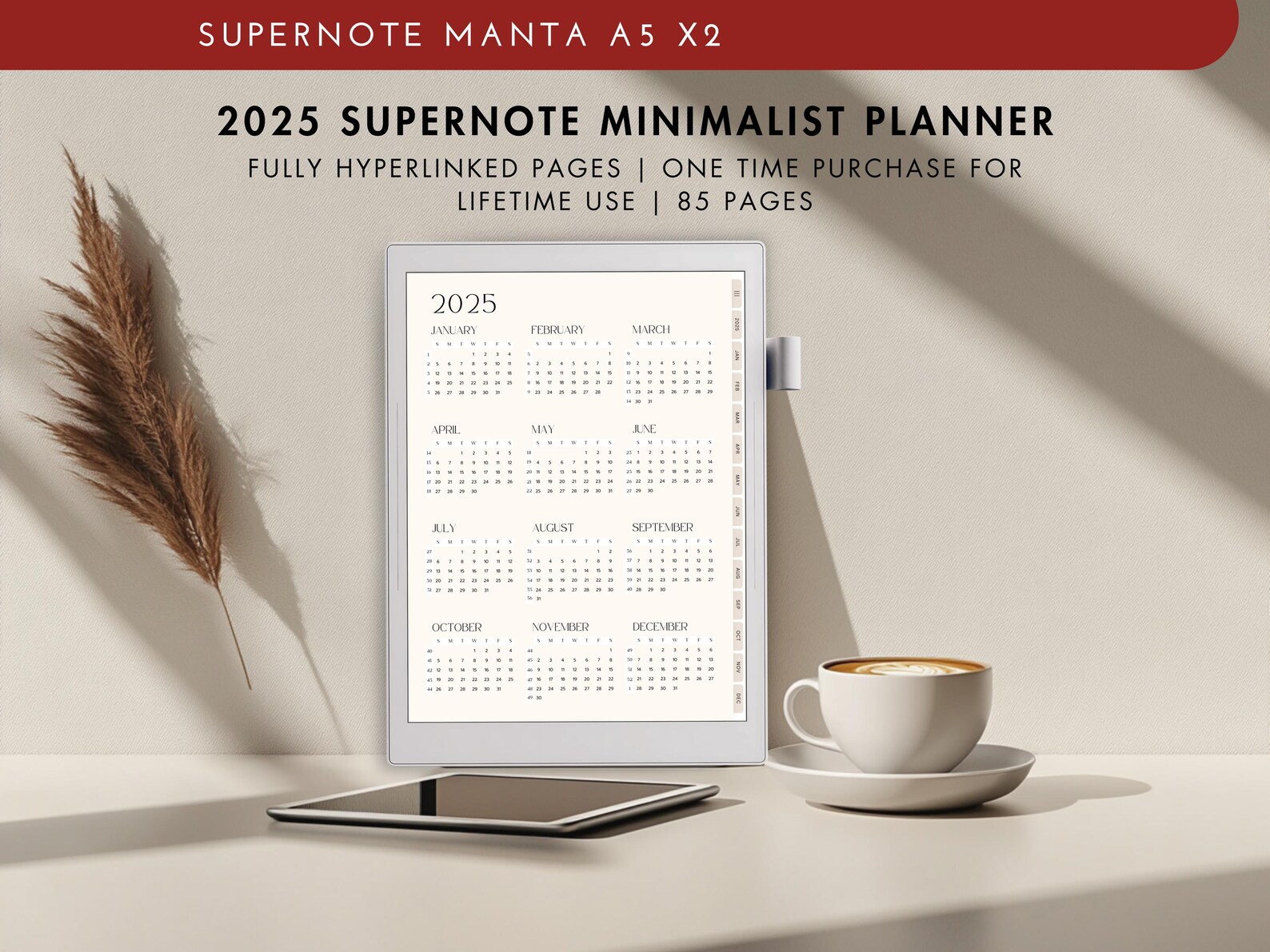 2025 Minimalist Planner for Supernote Manta A5 X2 (PDF Download) - Etsy
