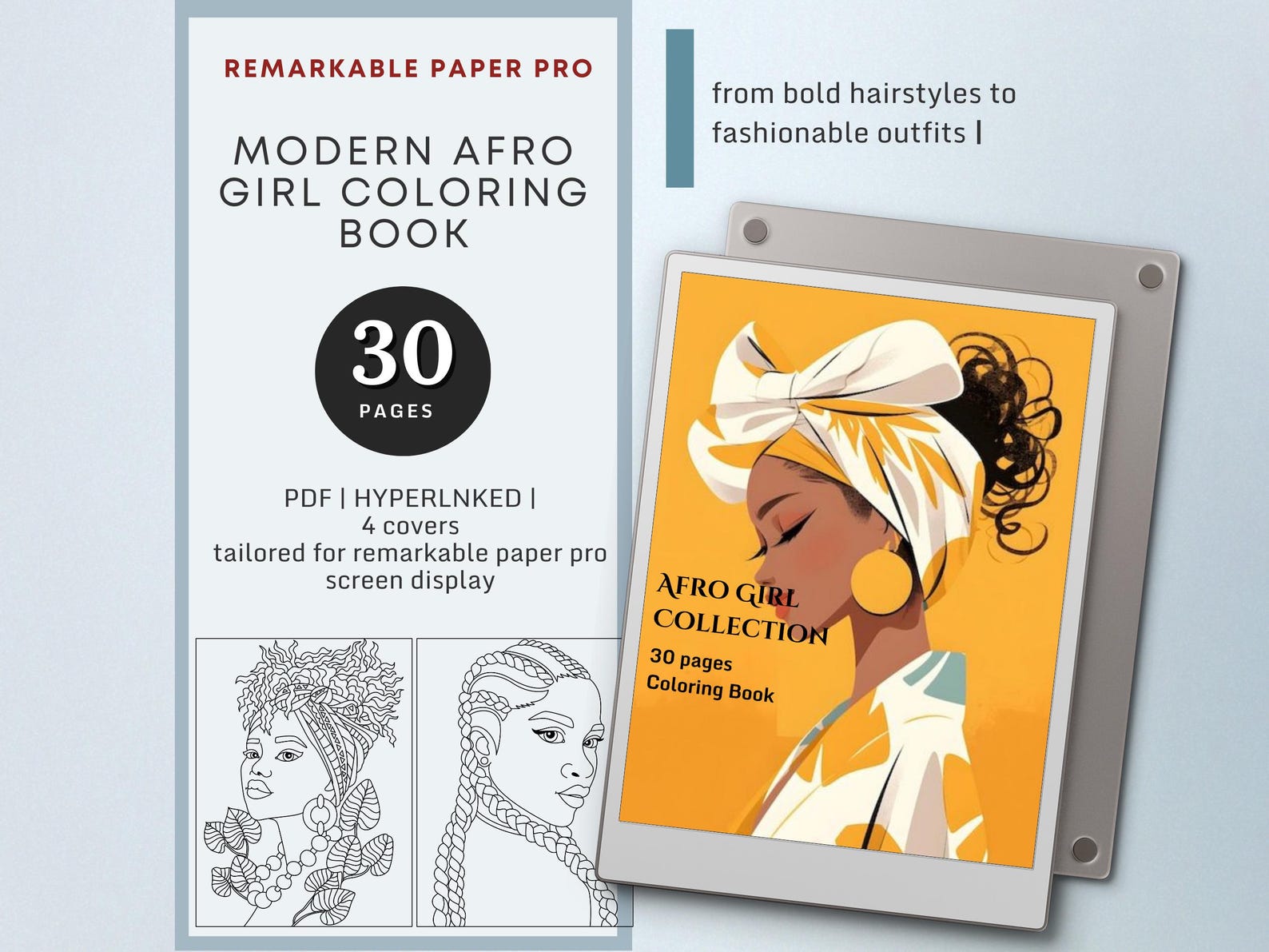 Remarkable Paper Pro Coloring Book for Adults Afro Girls, Afro Girl for ...