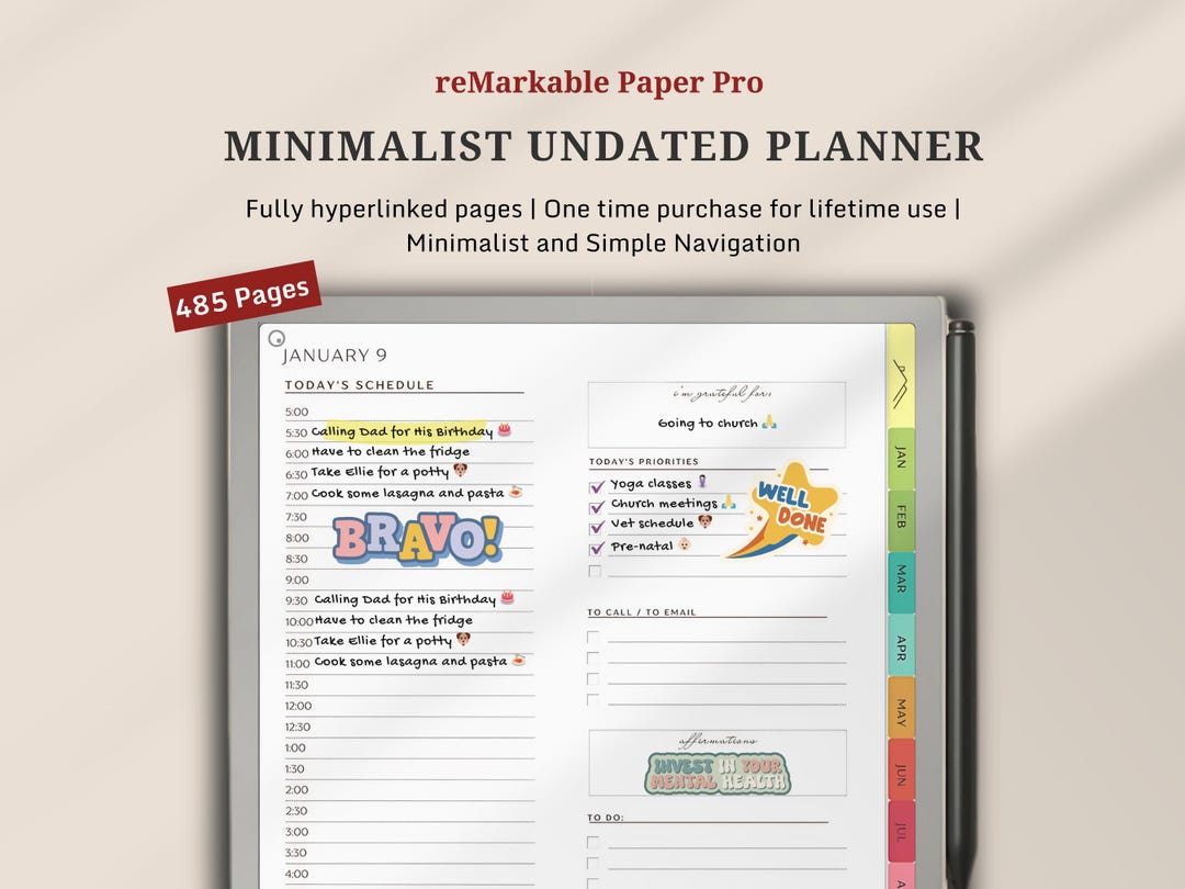 Remarkable Paper Pro Minimalist Planner, Remarkable Pro Undated Planner ...