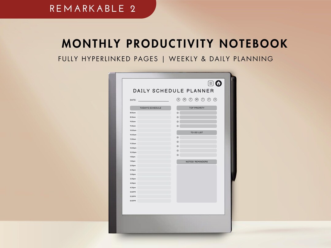 Remarkable 2 Productivity Notebook: Weekly & Daily Planner (PDF) - Etsy