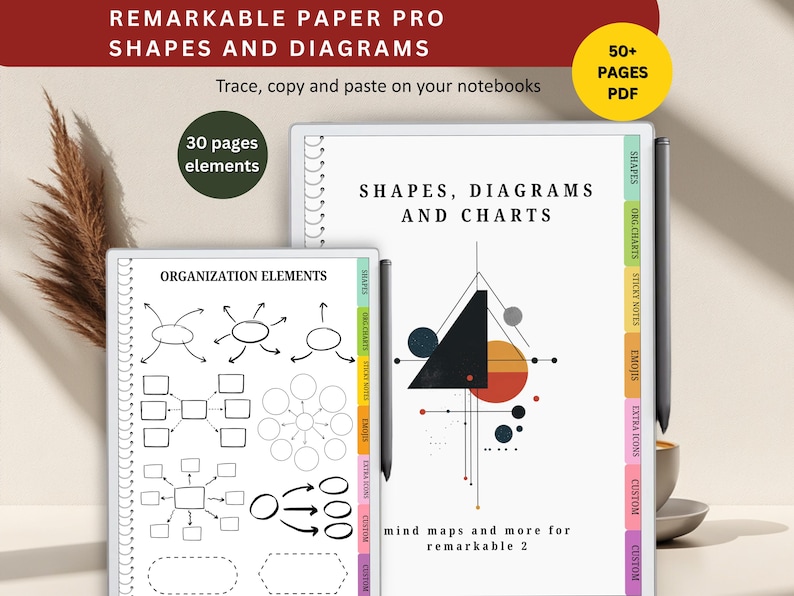 TRACE Shapes and Diagrams for Remarkable Paper Pro Device, Digital ...