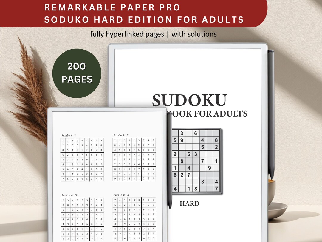 Remarkable Paper Pro Sudoku Puzzle: Hard Edition (digital Download) - Etsy