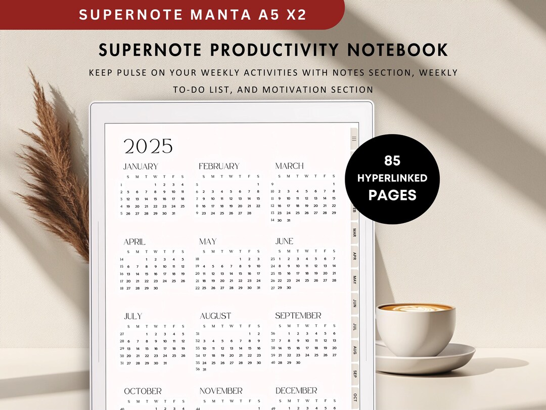 2025 Minimalist Planner for Supernote Manta A5 X2 (PDF Download) - Etsy