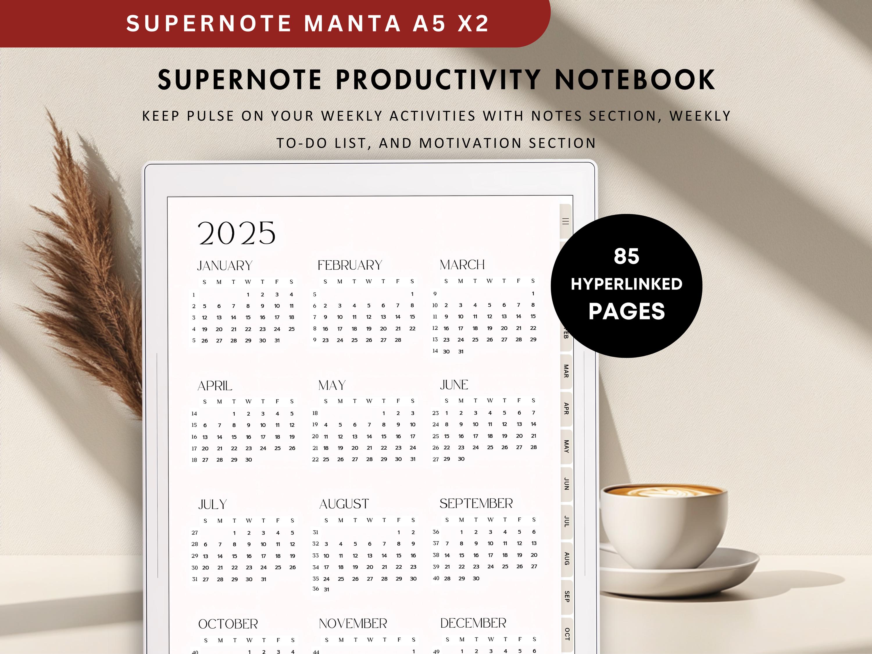 2025 Minimalist Planner for Supernote Manta A5 X2 (PDF Download) - Etsy