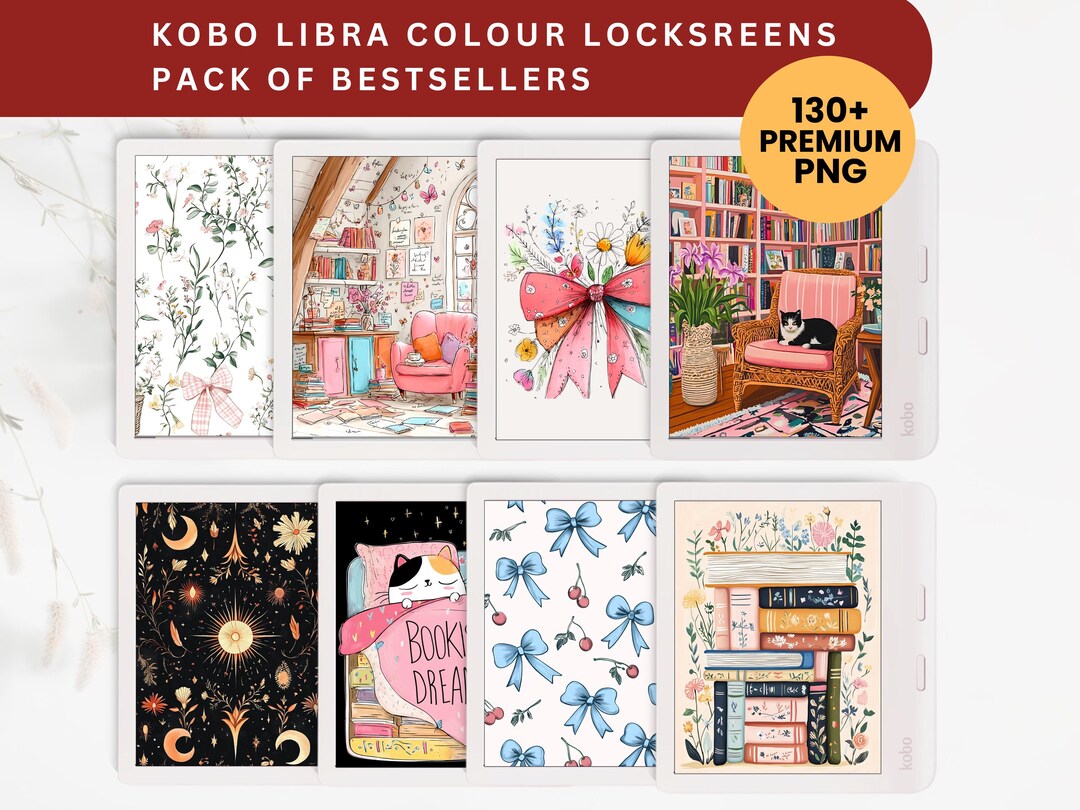 Kobo Libra Lock Screen Bestseller Pack: 130+ Pngs (digital Download) - Etsy