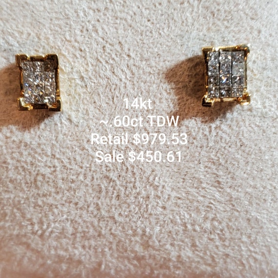 Diamond Studs Set in 14kt Yellow Gold Invisible Setting - Etsy