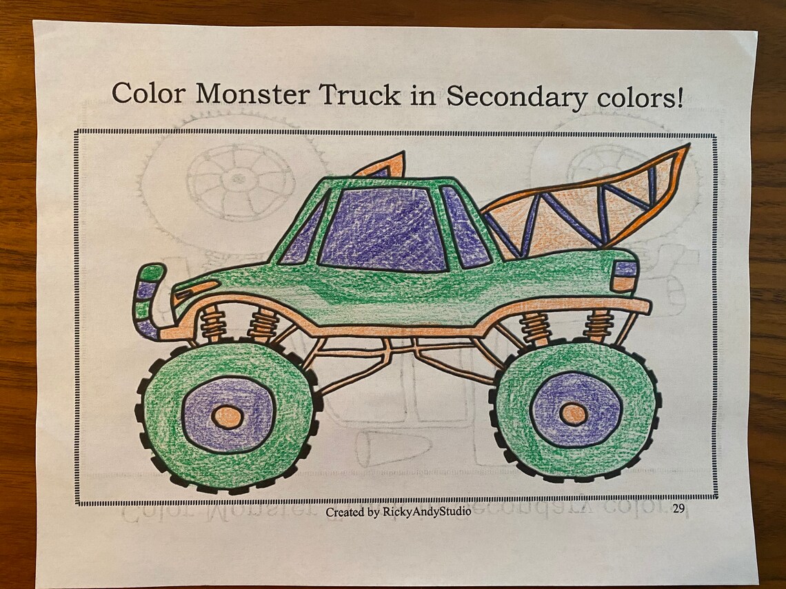33 Pages Color Recognition Learn and Color Monster Truck for - Etsy