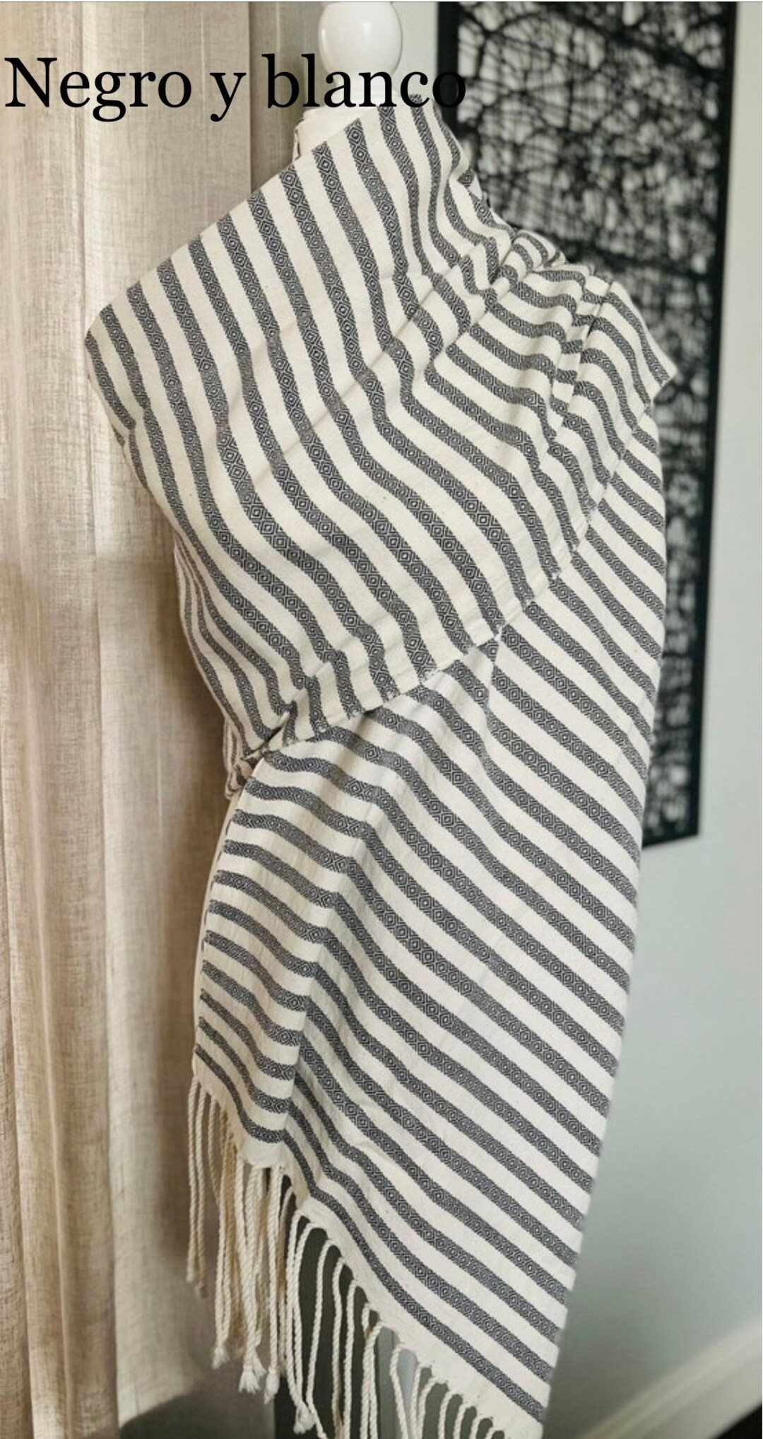 Mexican Rebozo. Fall Shawl. Black and White Rebozo. Black and White ...