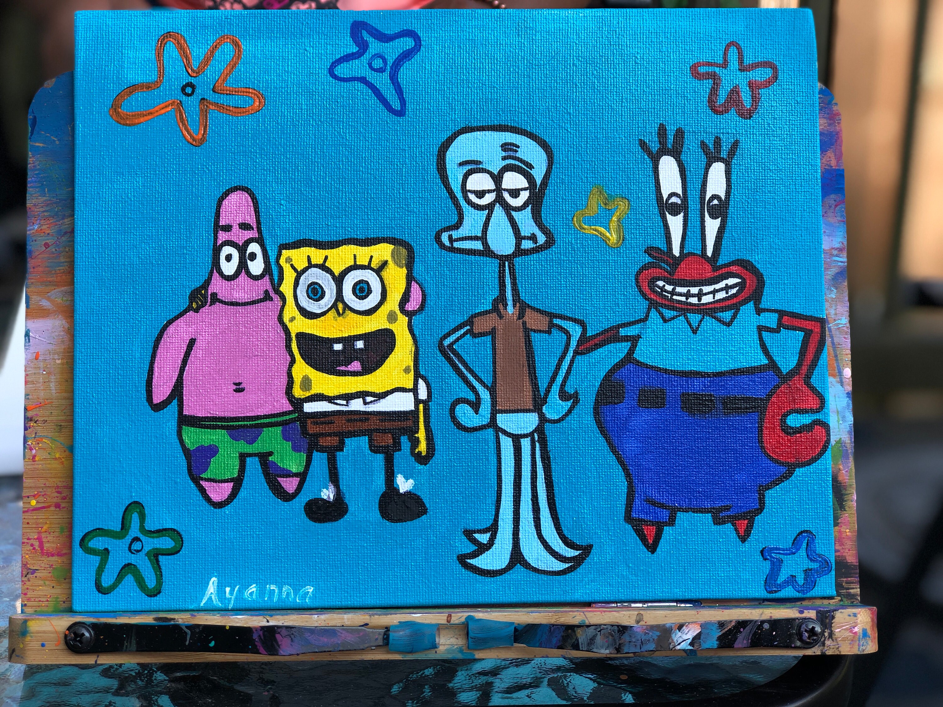 Acrylic Spongebob Squarepants Cast Painting | Etsy