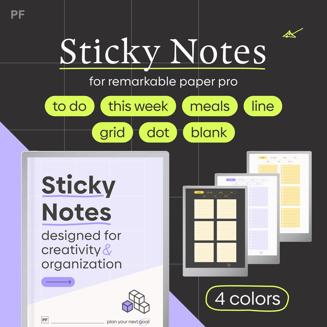 Digital Sticky Notes for Remarkable Paper Pro | Colorful Post-it ...