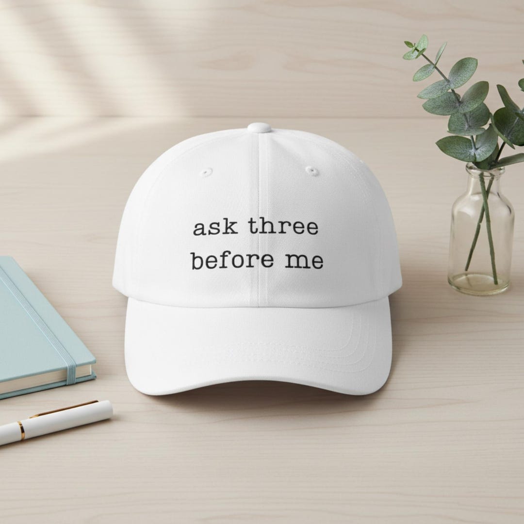 Ask Three Before Me Embroidered Hat, Teacher Hat for School, Womens Hat ...