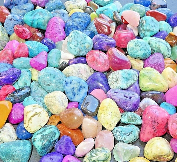 Rocks & Geodes Home Décor 1 lb Mixed Tumbled Stones Dyed and Natural ...