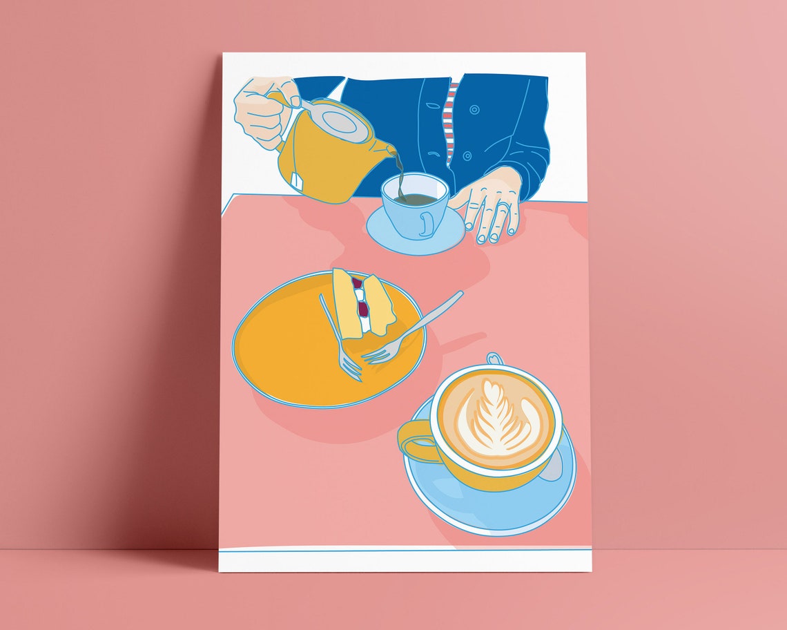 Coffee & Cake Cafe Poster Print A4 - Etsy