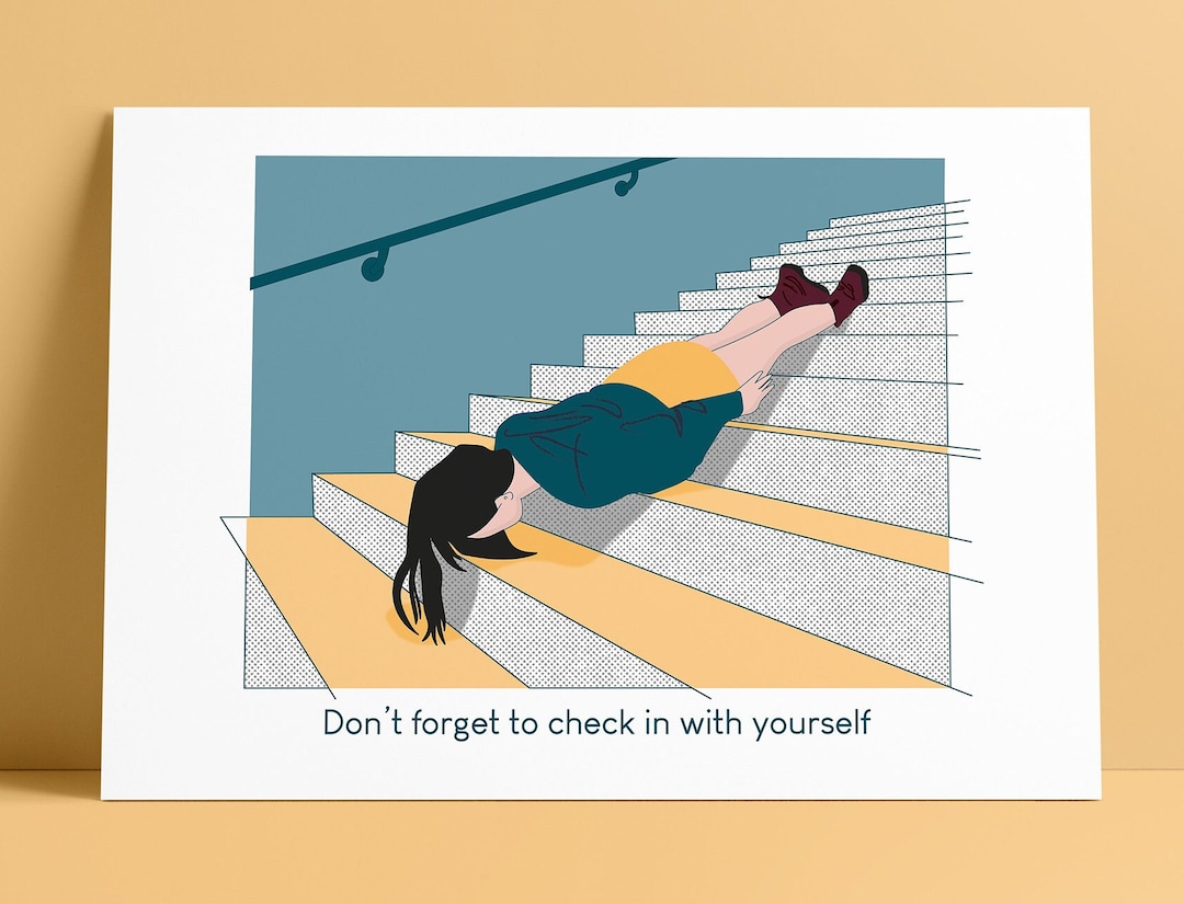 Check in Art Print: Funny Mental Health Illustration (A4) - Etsy