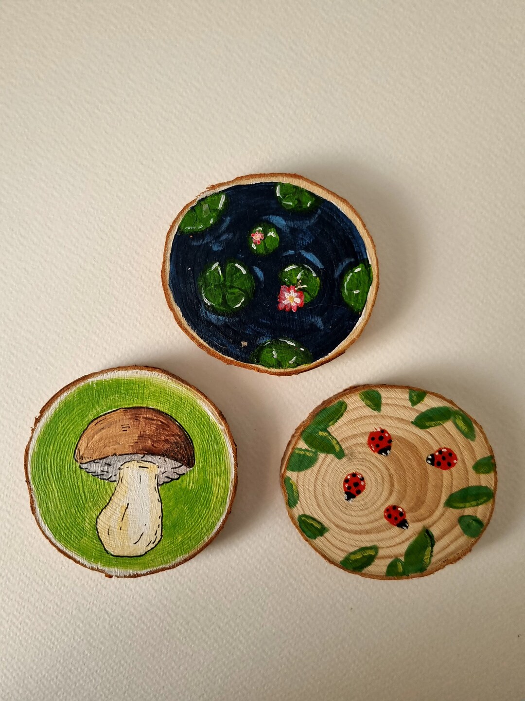 Hand Painted Nature Themed Wooden Slices /coasters /craft Materials - Etsy