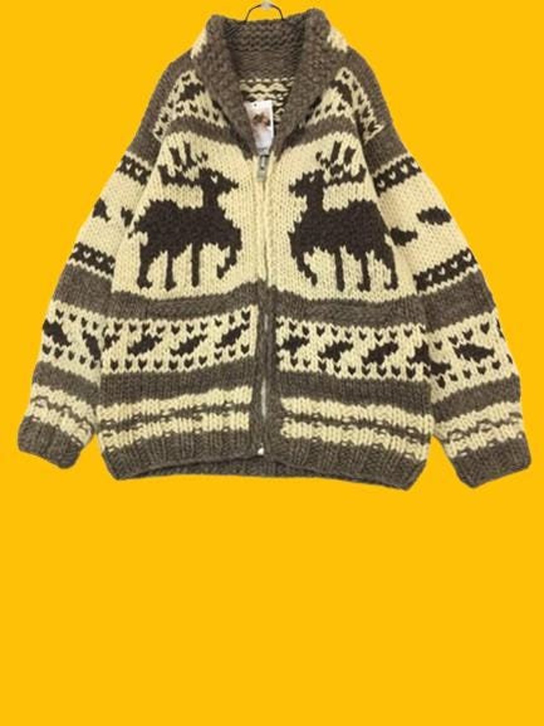 Vintage Original Canadian Cowichan North American Sweater Cardigan ...