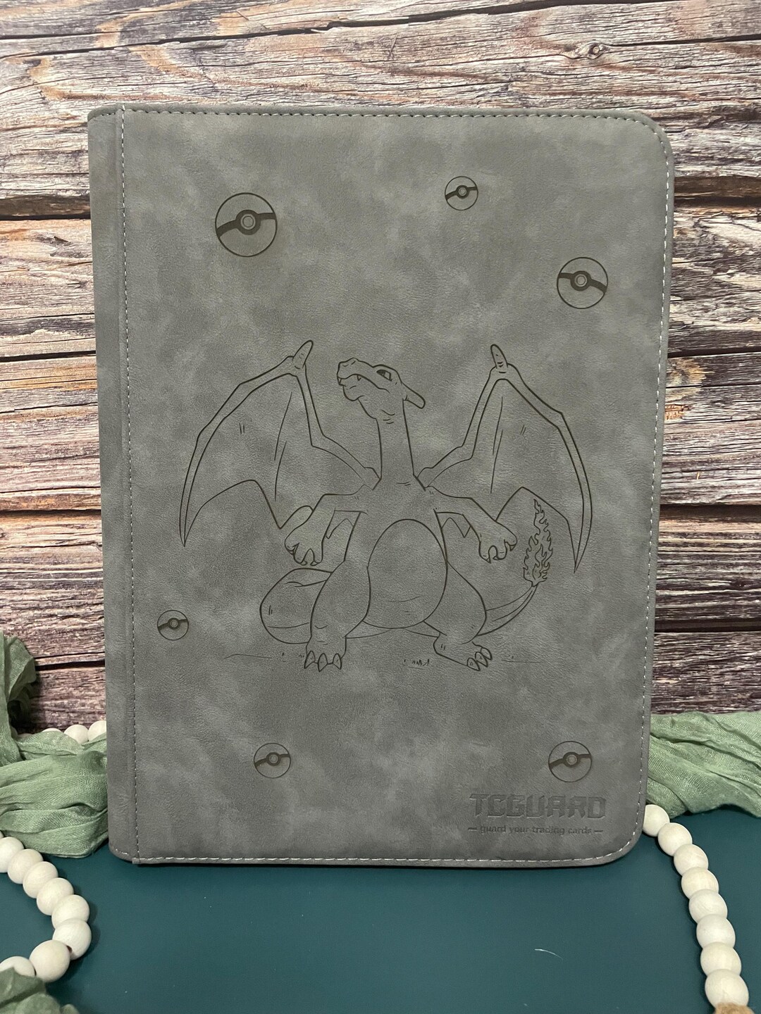 Charizard Laser Engraved Trading Card Binder – PU Leather Storage for ...