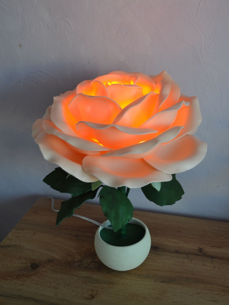 Led Rose Flower Lamp Aesthetic Nightstand Table Night Light - Etsy