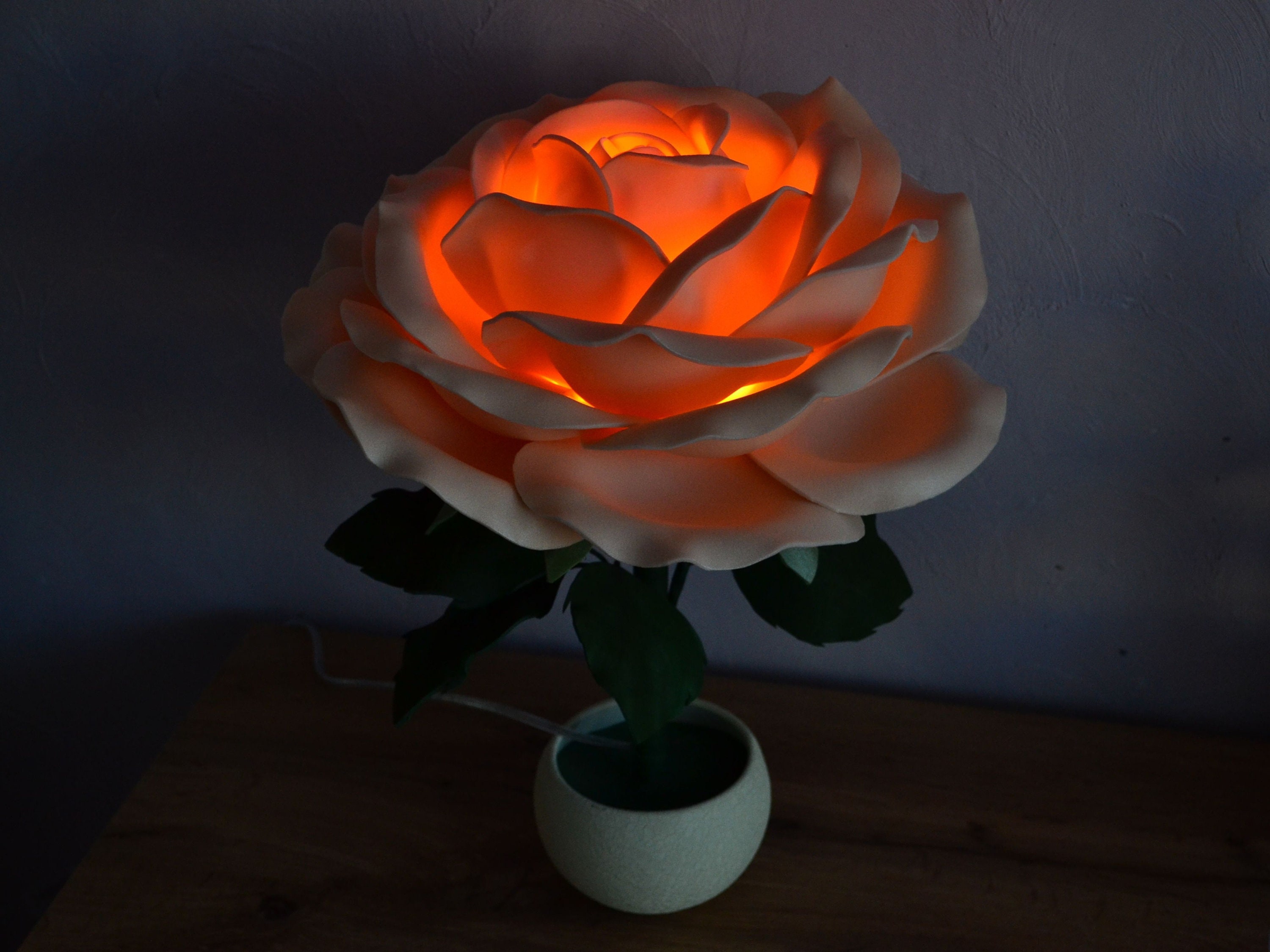 Led Rose Flower Lamp Aesthetic Nightstand Table Night Light - Etsy
