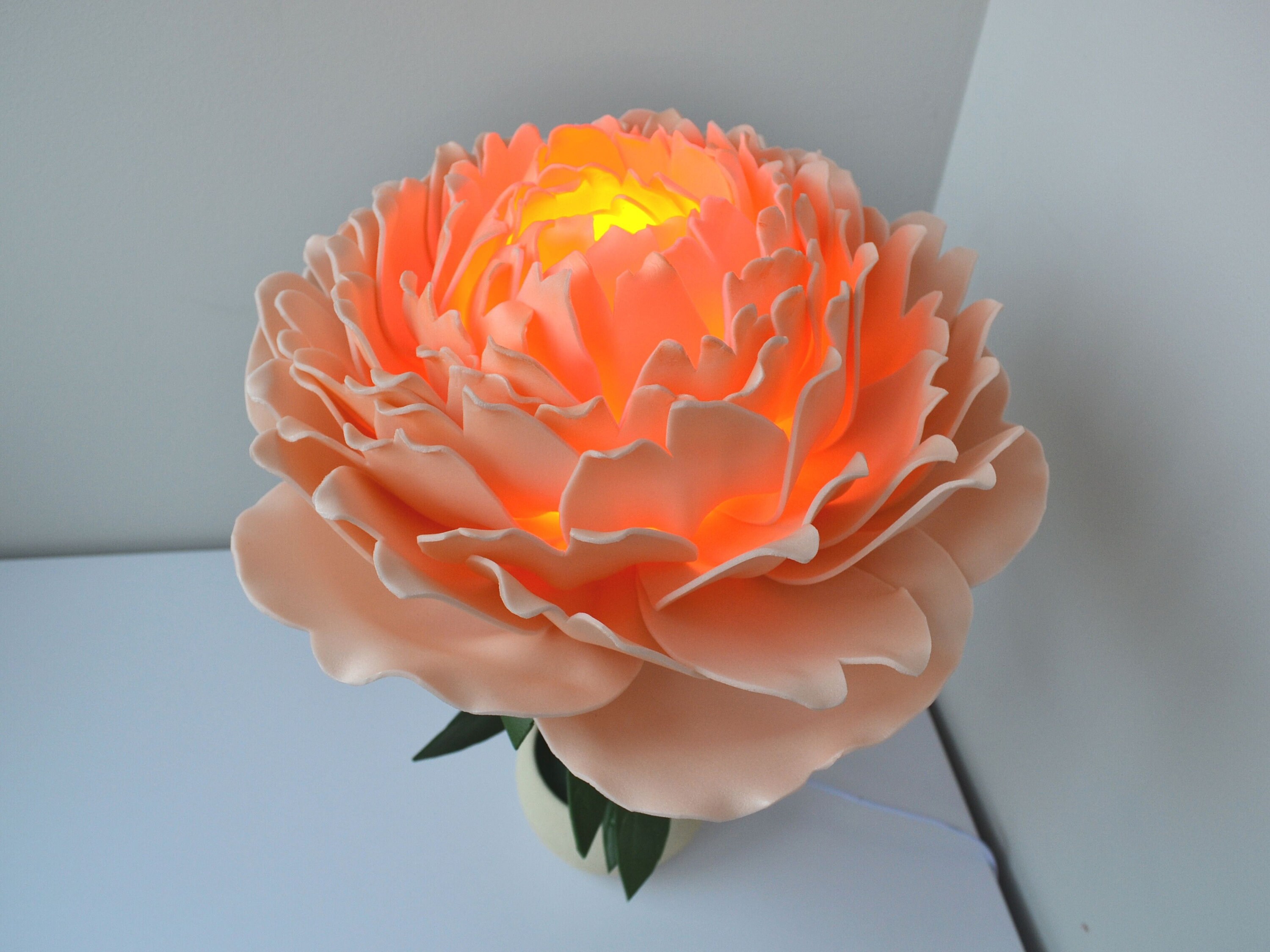 Peach Peony Flower Table Lamp, Bedside Table Night Lamp Accent Lamp ...
