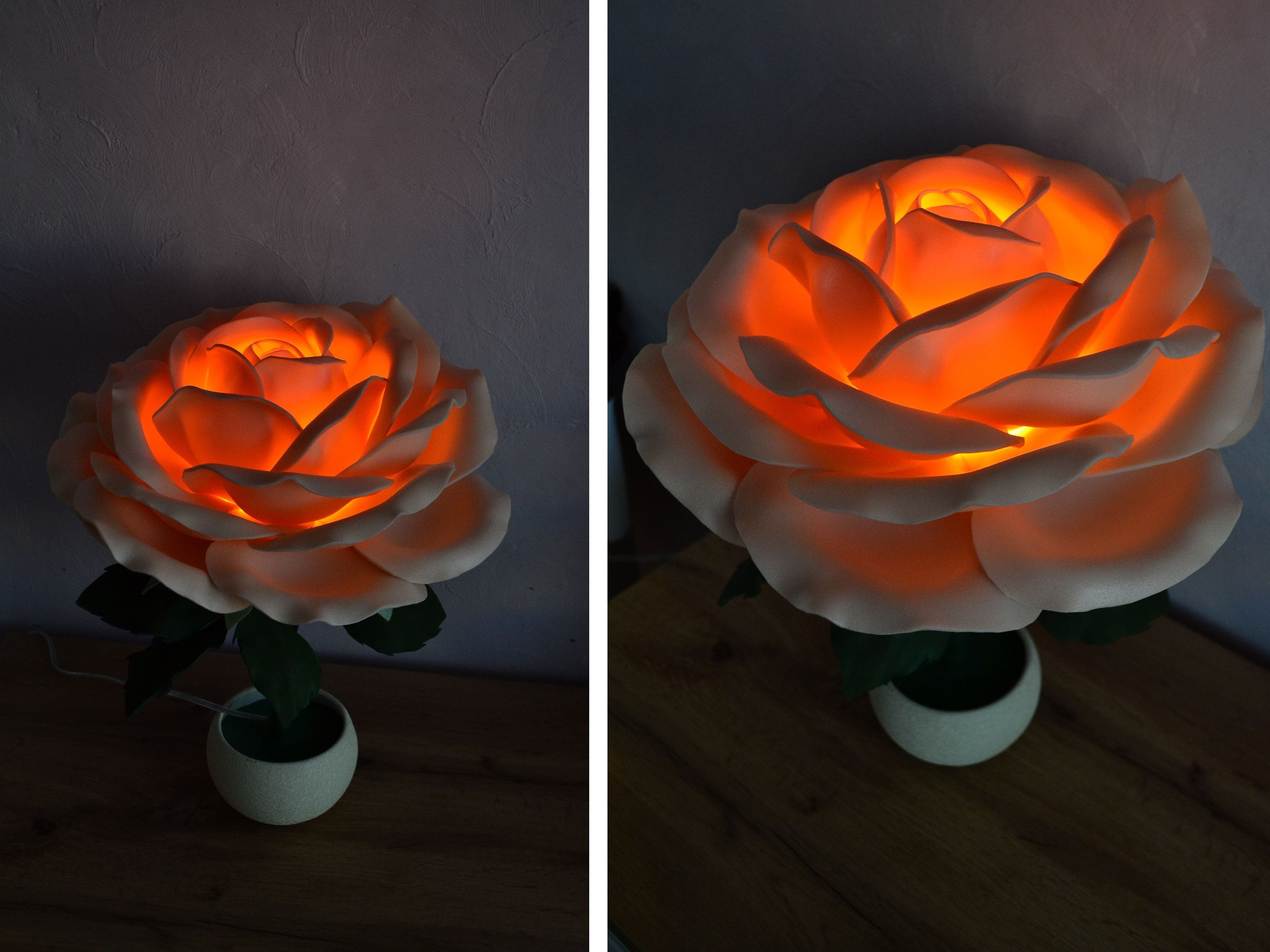 Led Rose Flower Lamp Aesthetic Nightstand Table Night Light - Etsy