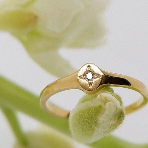 Baby's First Diamond Ring in 18K Gold and Platinum - Etsy