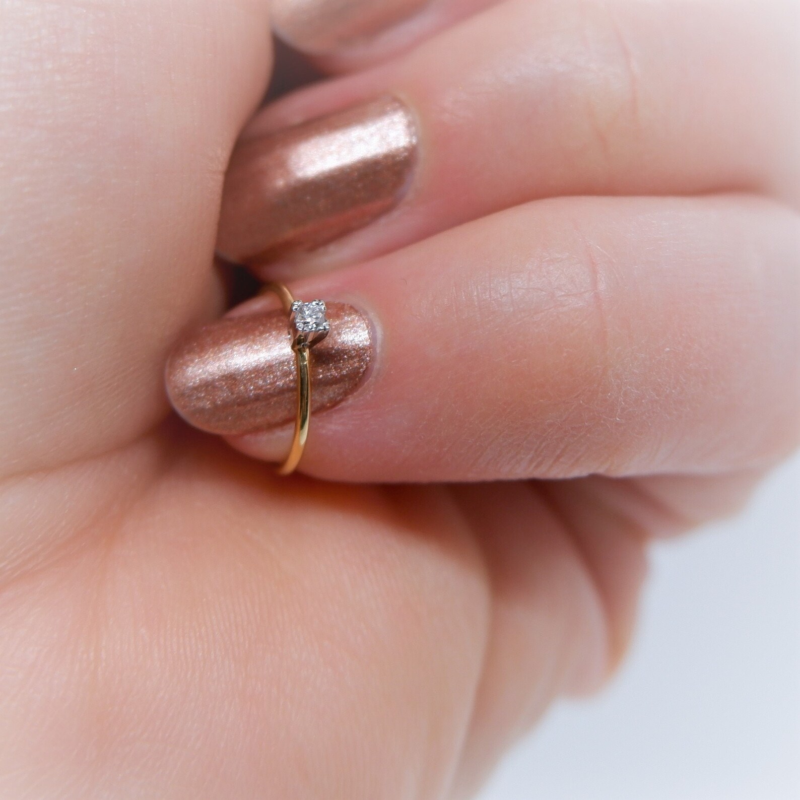 Baby's First Diamond Ring in 18K Gold and Platinum - Etsy