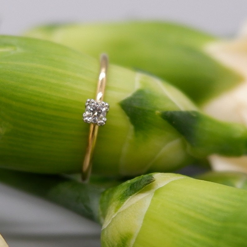 Baby's First Diamond Ring in 18K Gold and Platinum - Etsy