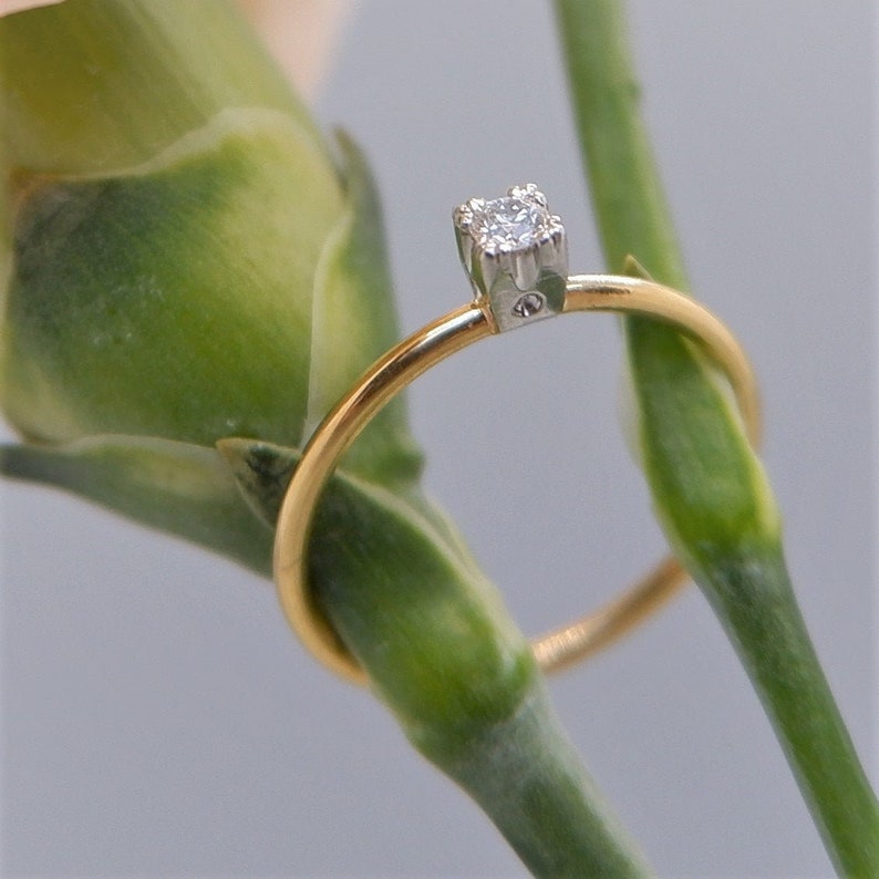 Baby's First Diamond Ring in 18K Gold and Platinum - Etsy