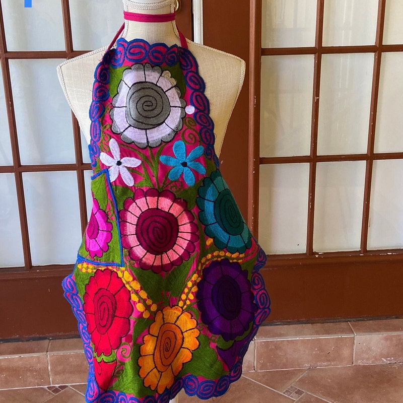 Mexican Embroidered Apron - Etsy