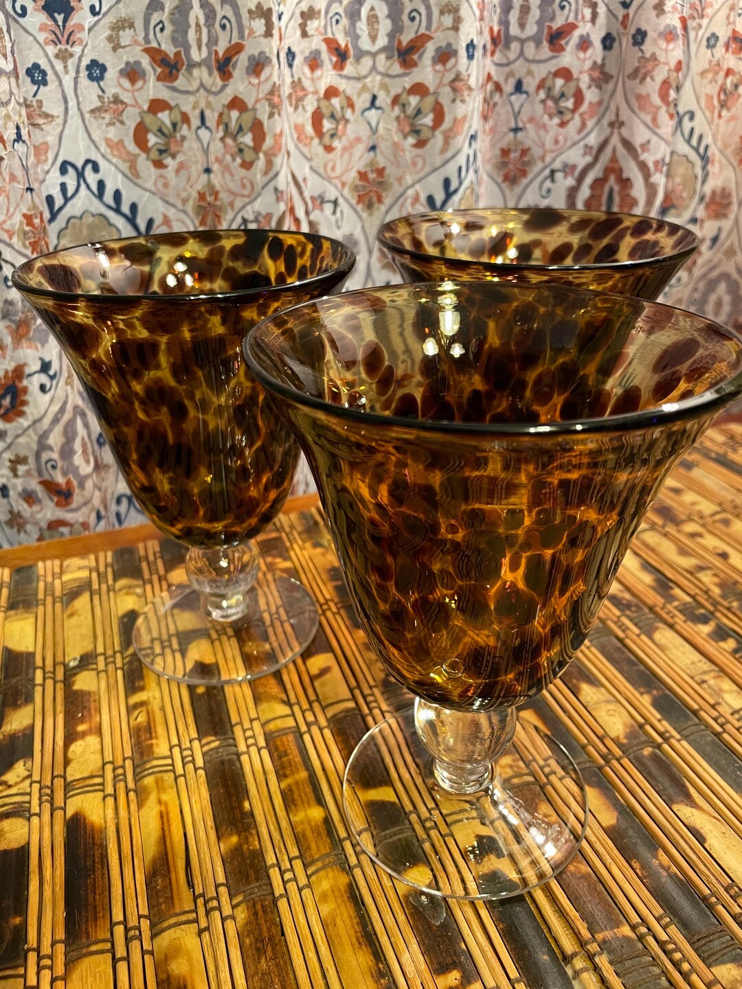 Vintage Tortoise Shell Water/wine Goblets Set of 3. - Etsy