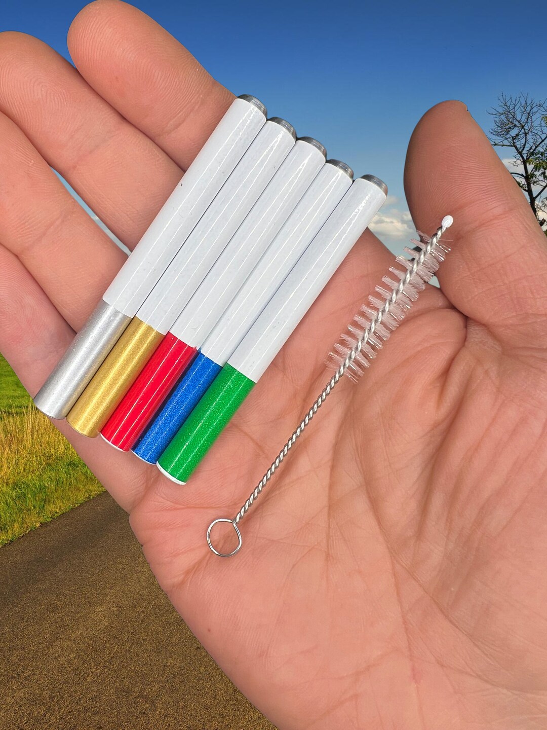 One Hitter - Set of 5 Pipes 3" Long, With Cleaning Brush - Etsy