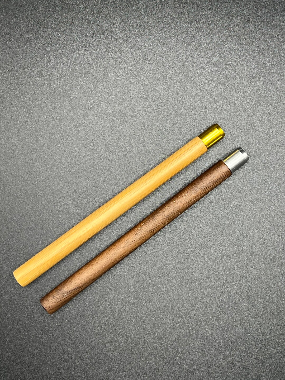 One Hitter Pipe Handcrafted From Bamboo Wood 4.3" Long With Metal Bowl ...