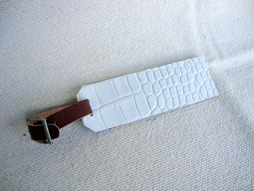 White Croc Luggage Tag Holder - Etsy