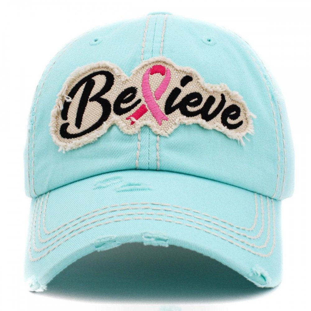 Pink Ribbon Believe Hat Breast Cancer Awareness Hat - Etsy
