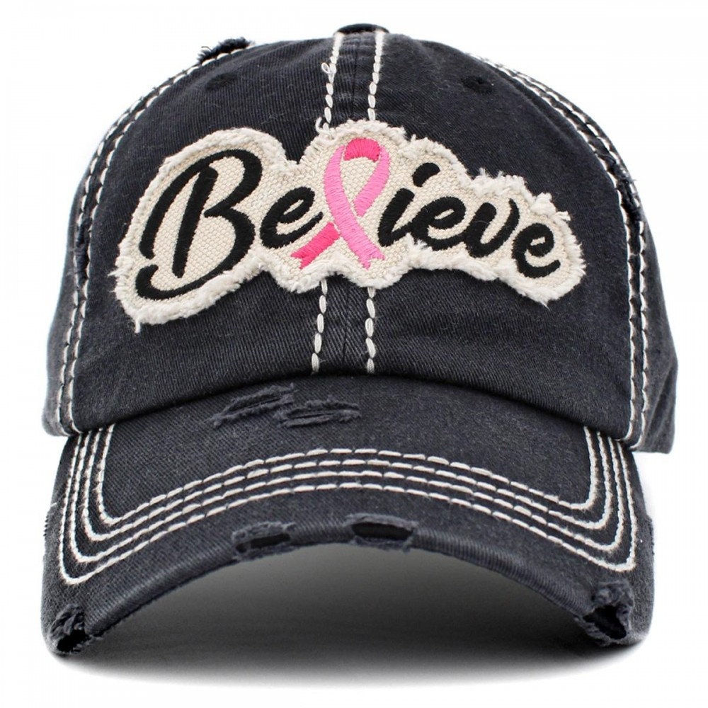 Pink Ribbon Believe Hat Breast Cancer Awareness Hat - Etsy