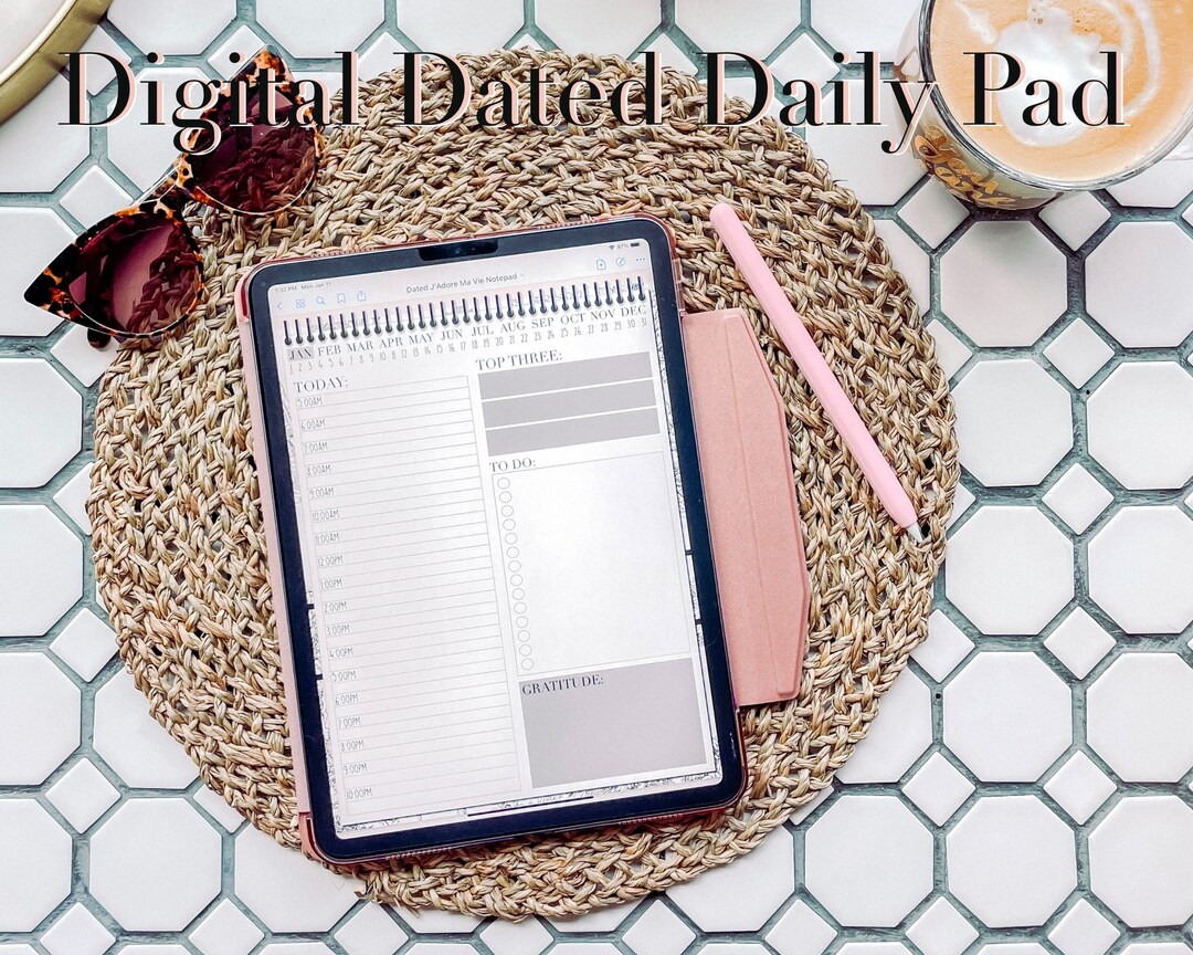 Dated Digital Daily Planner Pad PORTRAIT - Papernroses - Daily Pages ...
