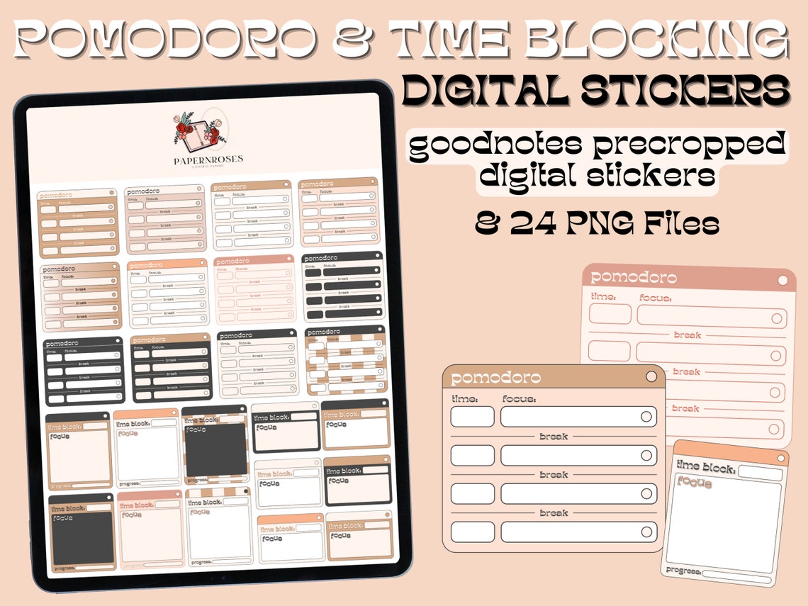 Pomodoro and Time Blocking Digital Planner Stickers - Etsy